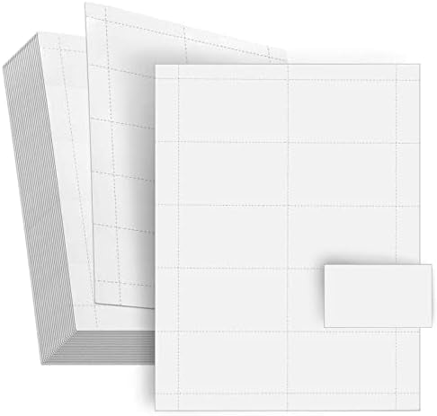 Blank Business Card Paper Sheets - 3.5 x 2 In, White, 100 Sheets (1000 ...