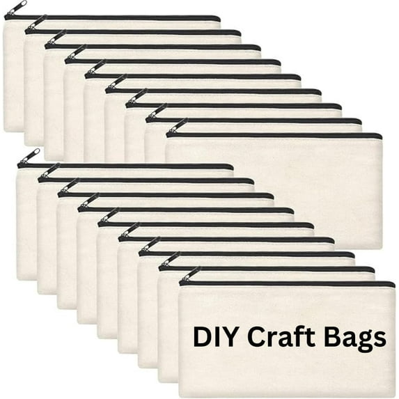 Blank Canvas Bag Zipper Pouch Makeup Bags Bulk - Multi-Purpose Canvas ...