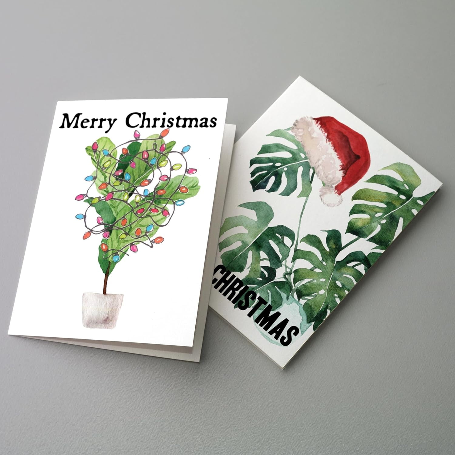 Blank Christmas Greeting Cards with White Envelopes – 2 Unique Plant ...