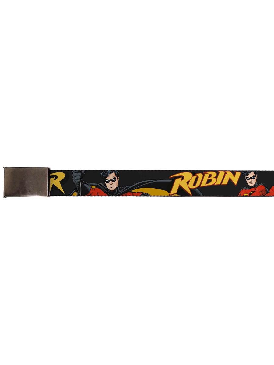 DC Comics Belt, Flip Web Belt Robin Red Black Poses Gray, 1.5 Inch Wide ...