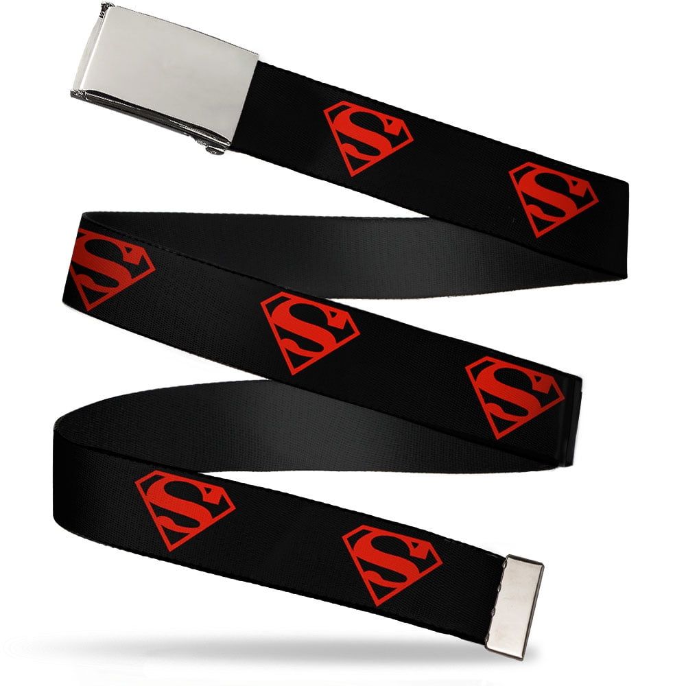 DC Comics Belt, Flip Web Belt Superboy Shield Black Red, 1.25 Inch Wide ...