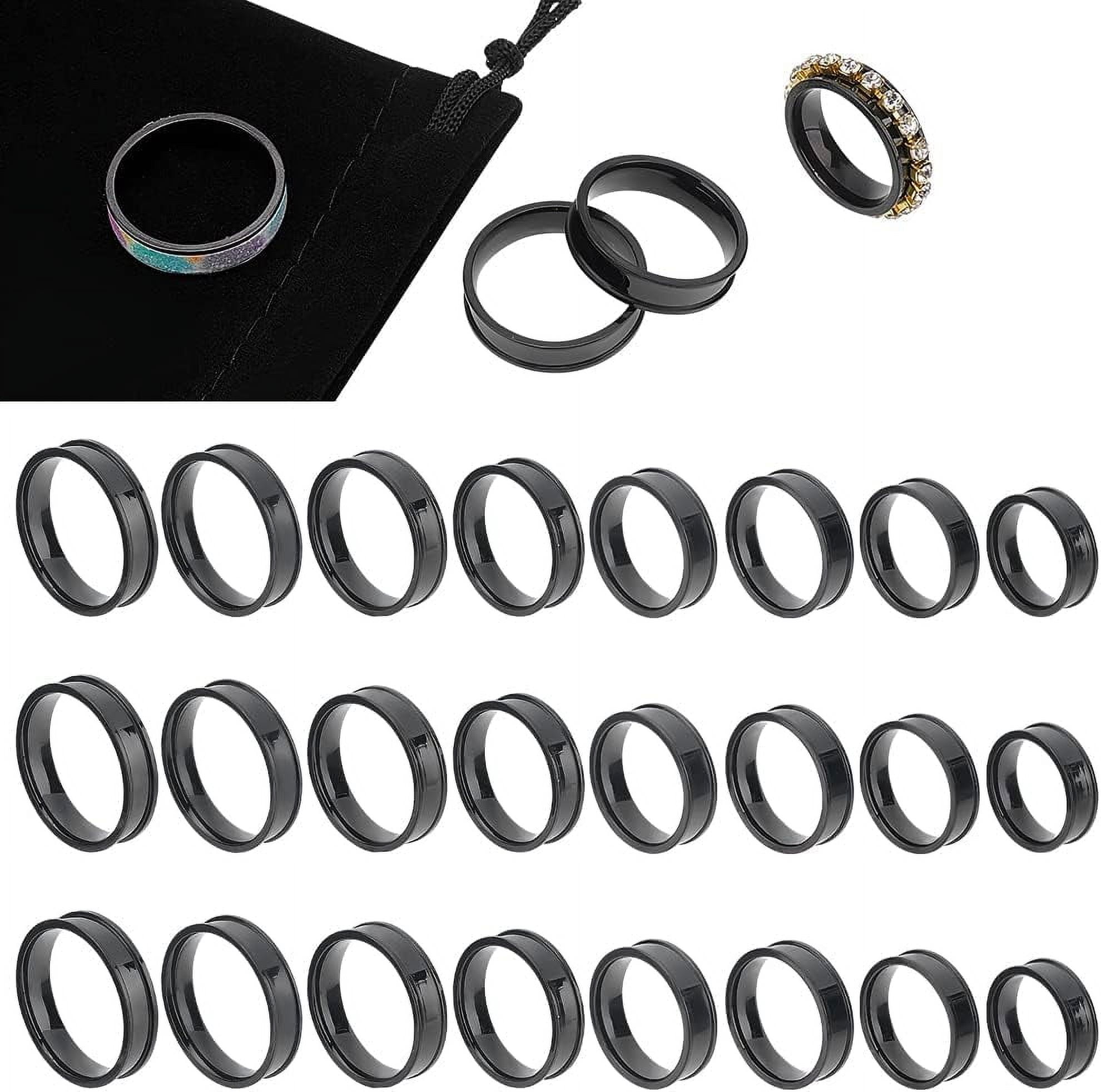 Blank Core Finger Rings Stainless Steel Grooved Finger Ring Wide Band ...