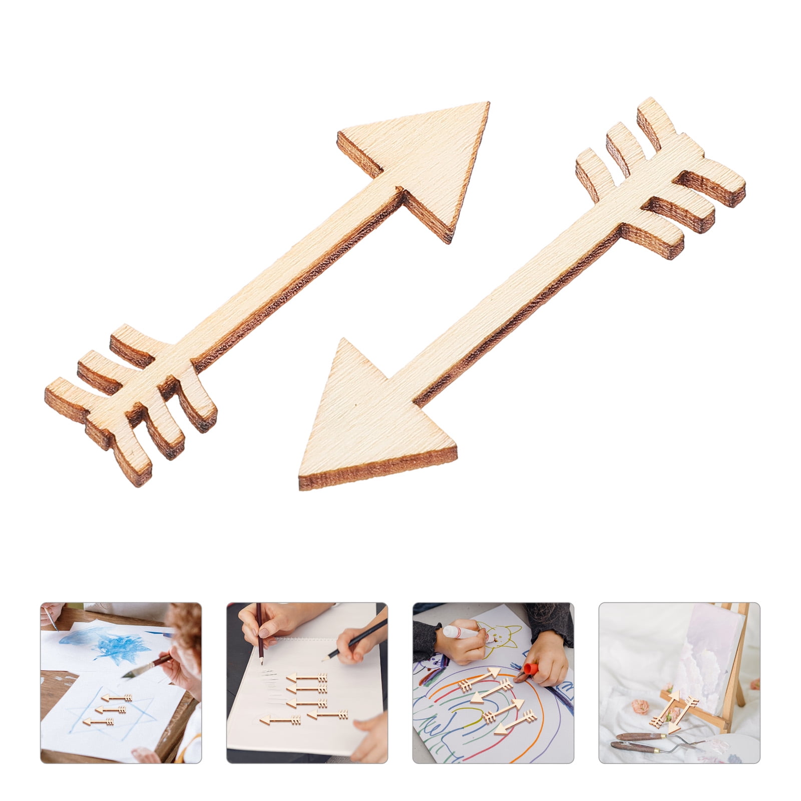 Blank Craft Wood Signs, 100pcs Wooden Arrow Slices Wood Arrow Pendant ...