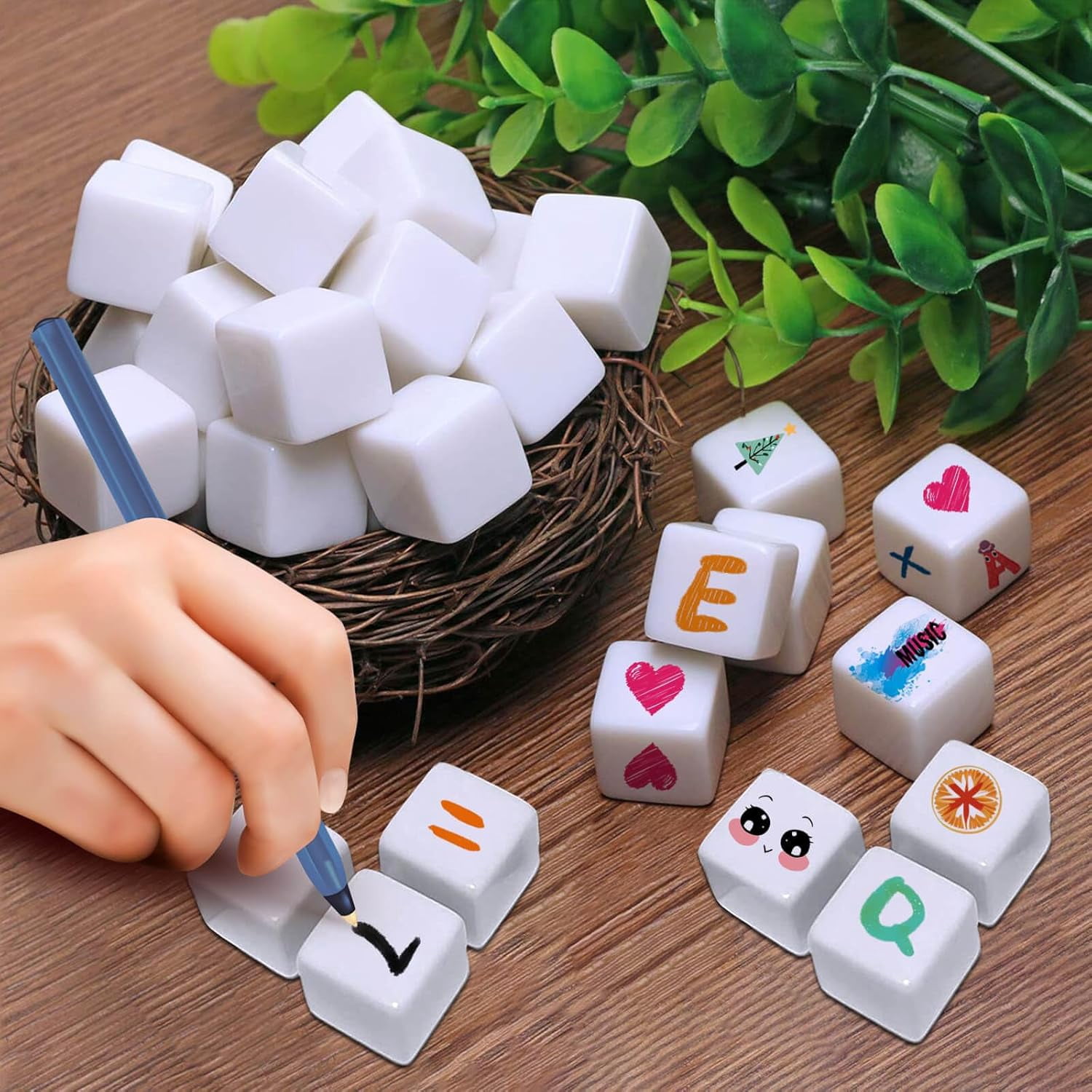 Blank Dice 16MM Acrylic Dice Write on White Cubes with Smoothed Surface ...