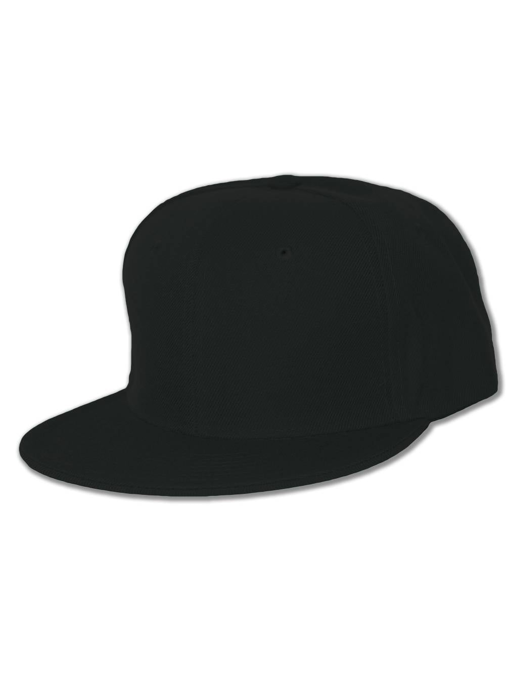 Blank Flat Bill Baseball Hat , 7 1/4-Black - Walmart.com