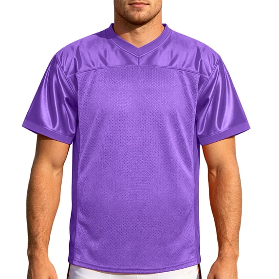 Blank Football Jersey For Men V-Neck Short Sleeve Athletic Tops Summer ...