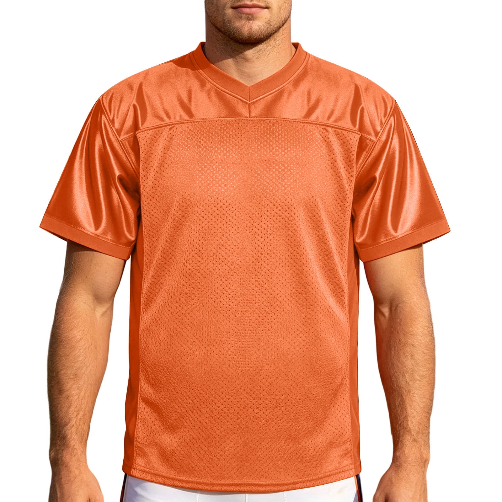 Blank Football Jersey For Men V-Neck Short Sleeve Athletic Tops Summer ...