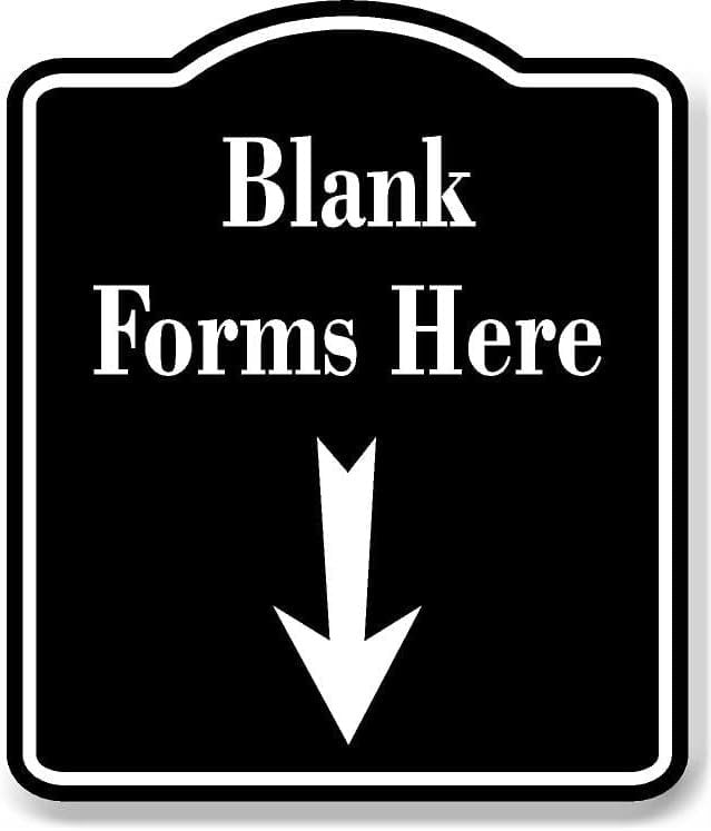 Blank Forms Here Down Arrow BLACK Aluminum Composite Sign, 8.5"x10 ...