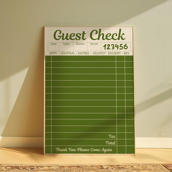 Blank Green Guest Check Trendy Preppy Wall Art, Unframed Poster ...