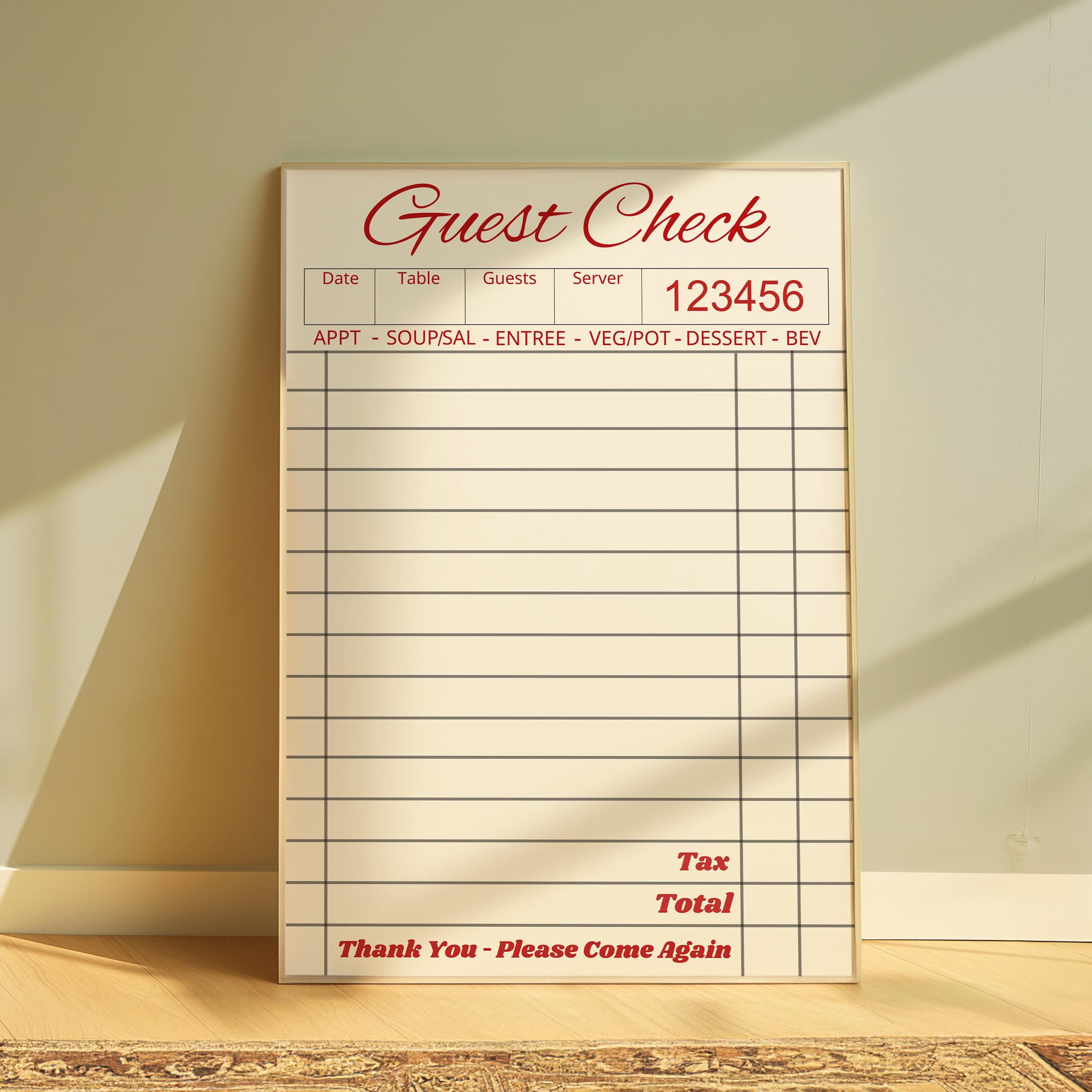 Blank Guest Check Poster Trendy Wall Art Preppy Prints Apartment Wall ...