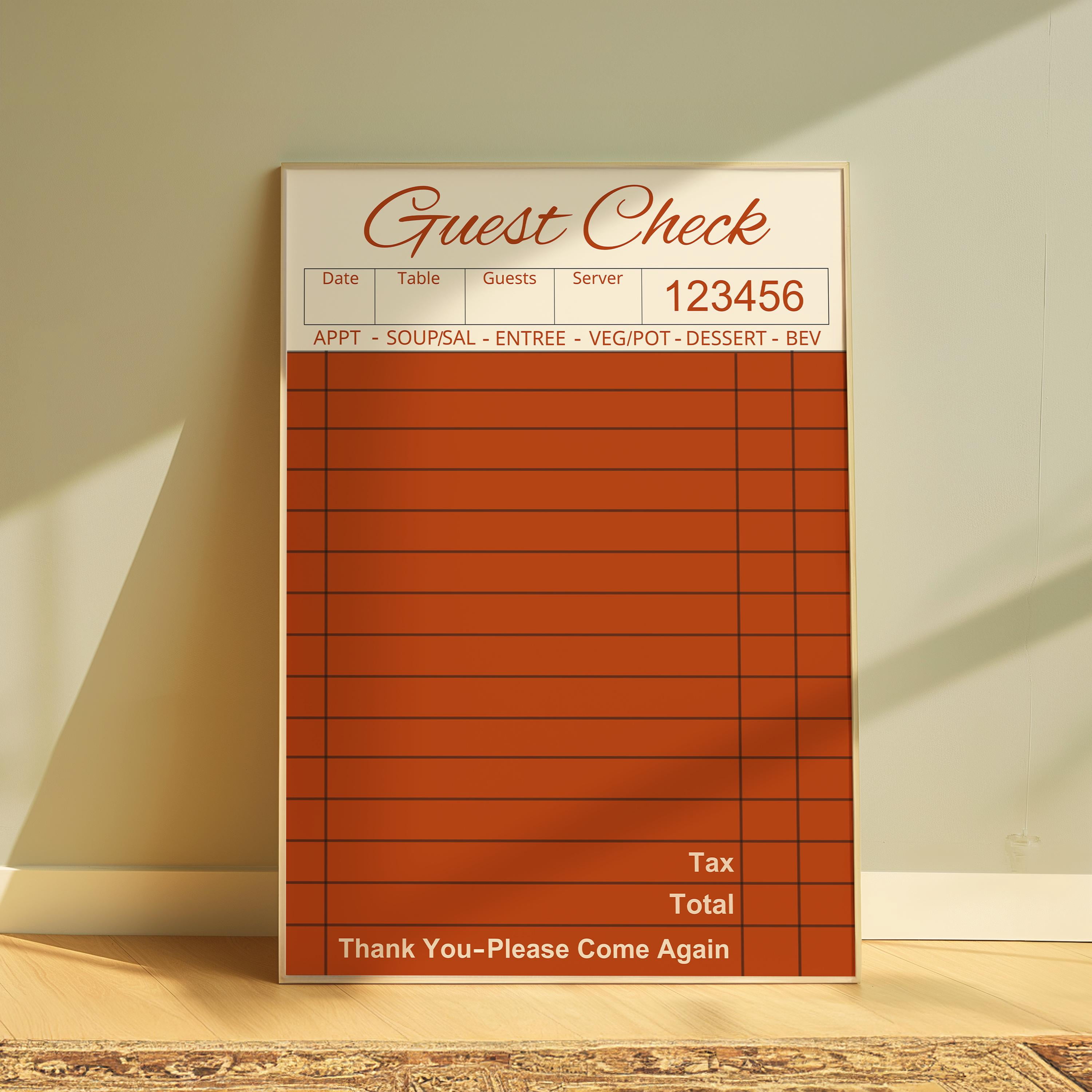 Blank Guest Check Poster Trendy Wall Art Preppy Prints Apartment Wall ...