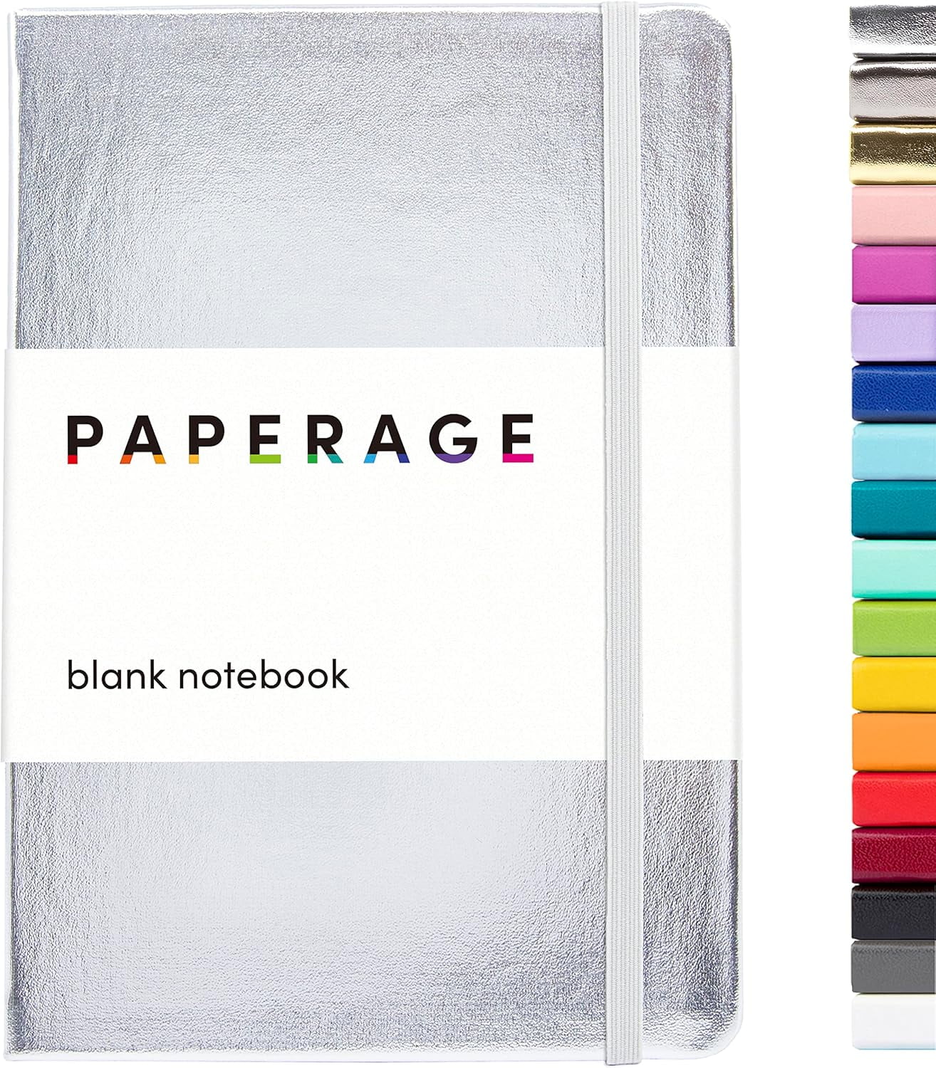 Blank Journal Notebook, (Metallic Silver), 160 Pages, Medium 5.6 in x 8 ...