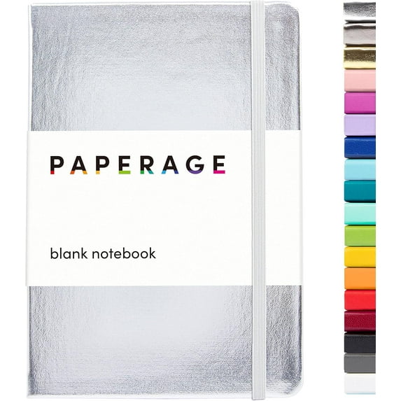 Blank Journal Notebook, (Metallic Silver), 160 Pages, Medium 5.6 in x 8 ...