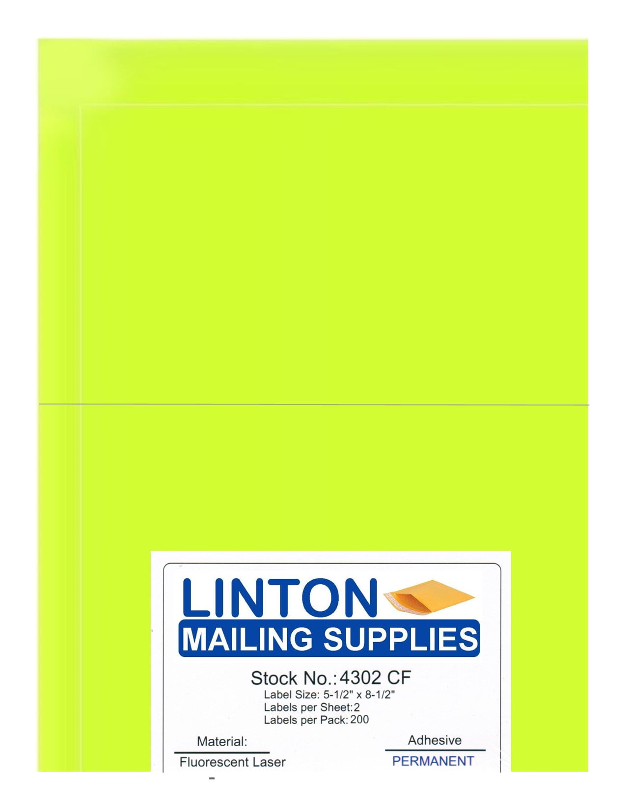 Blank Laser Labels, Fluorescent Chartreuse, 5.5" x 8.5", 2 Labels Per ...