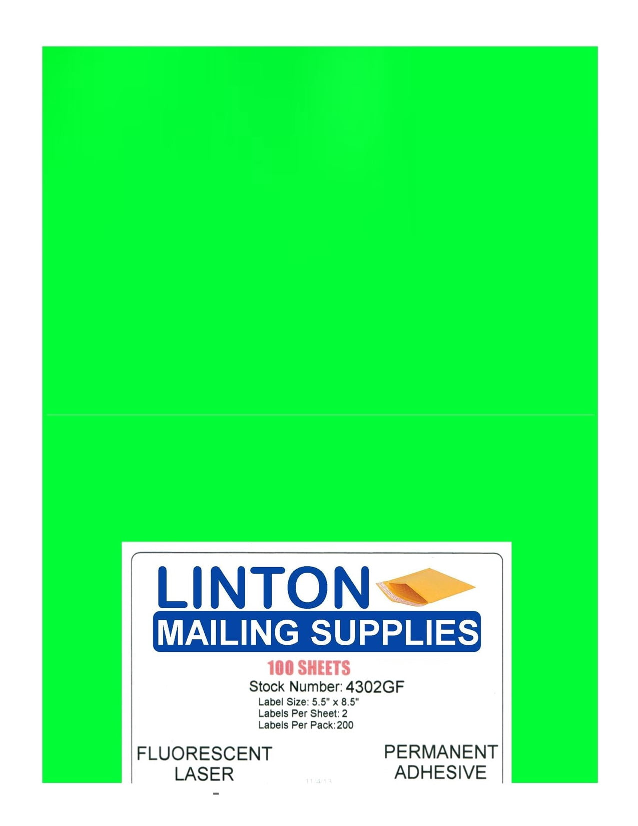 Blank Laser Labels, Fluorescent Green, 5.5" x 8.5", 2 Labels Per Sheet ...