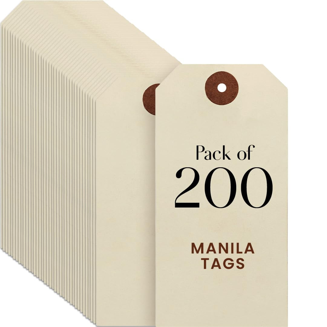 Blank Manila Shipping Tags Set of 200, Size #5, 9pt Paper Cardstock ...