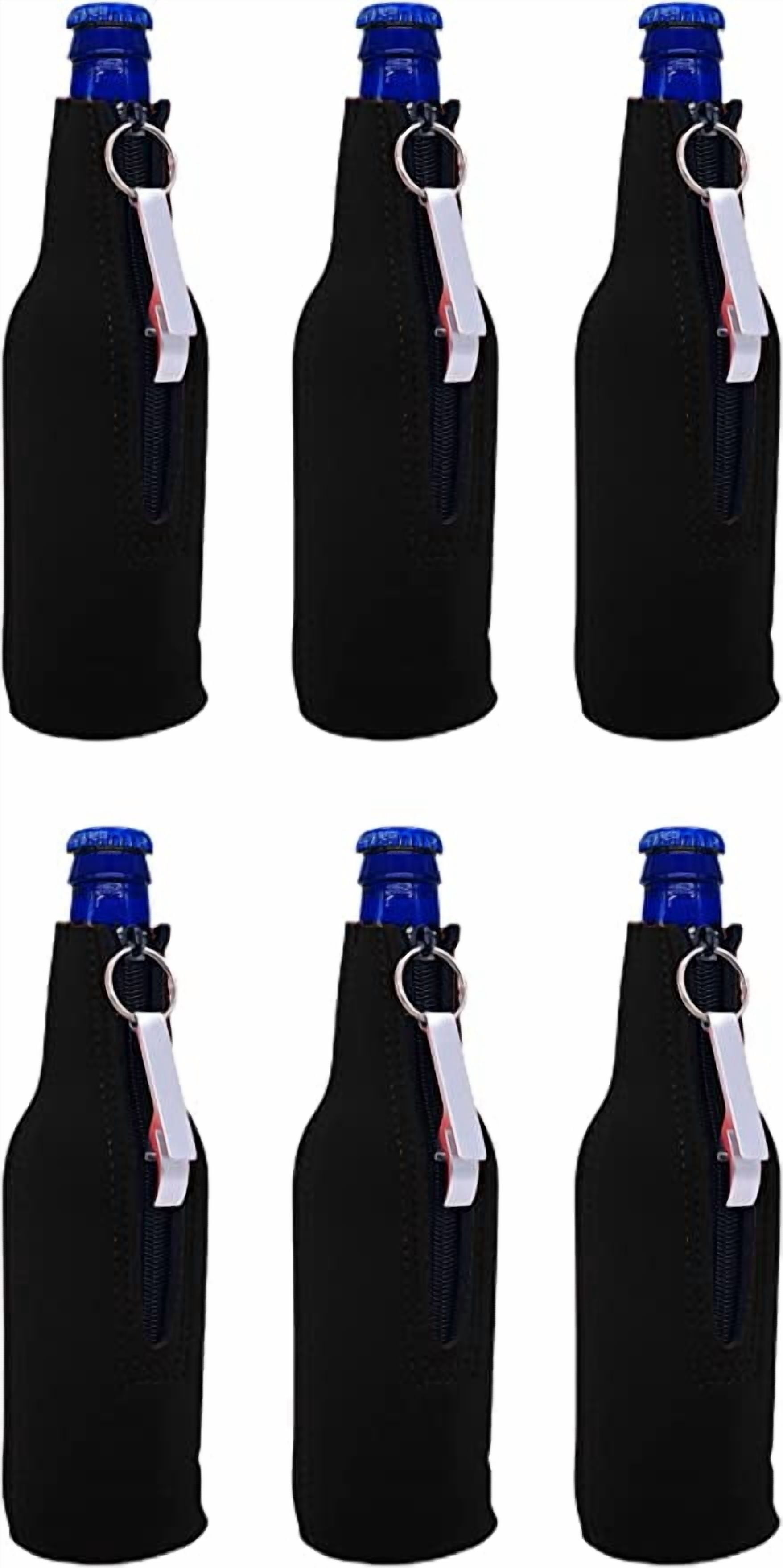Blank Neoprene Beer Bottle Coolie with Opener (Black, 6 Pack) - Walmart.com
