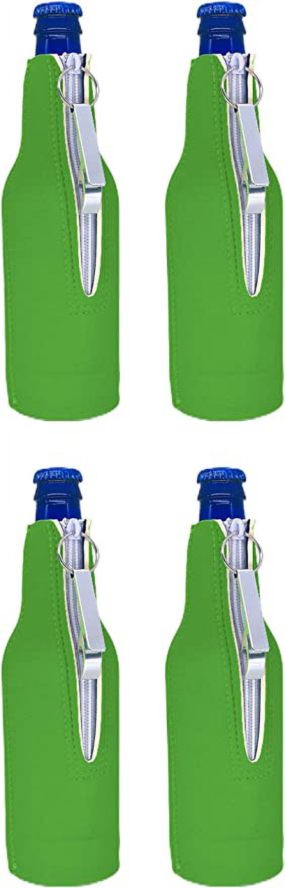 Blank Neoprene Beer Bottle Coolie with Opener (Neon Green, 4 Pack ...