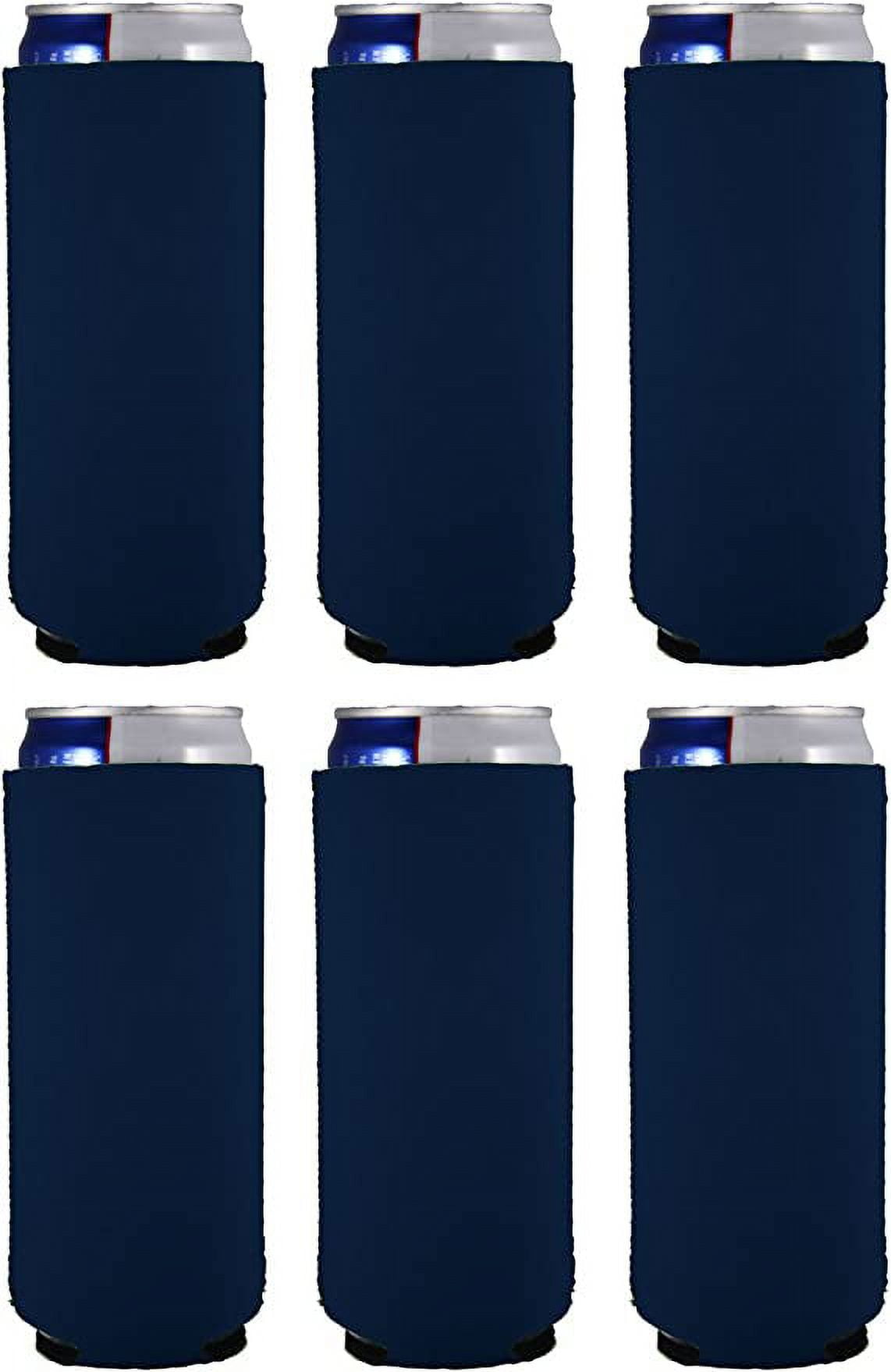 Blank Neoprene Collapsible Slim Can Coolie (6 Pack, Navy Blue ...