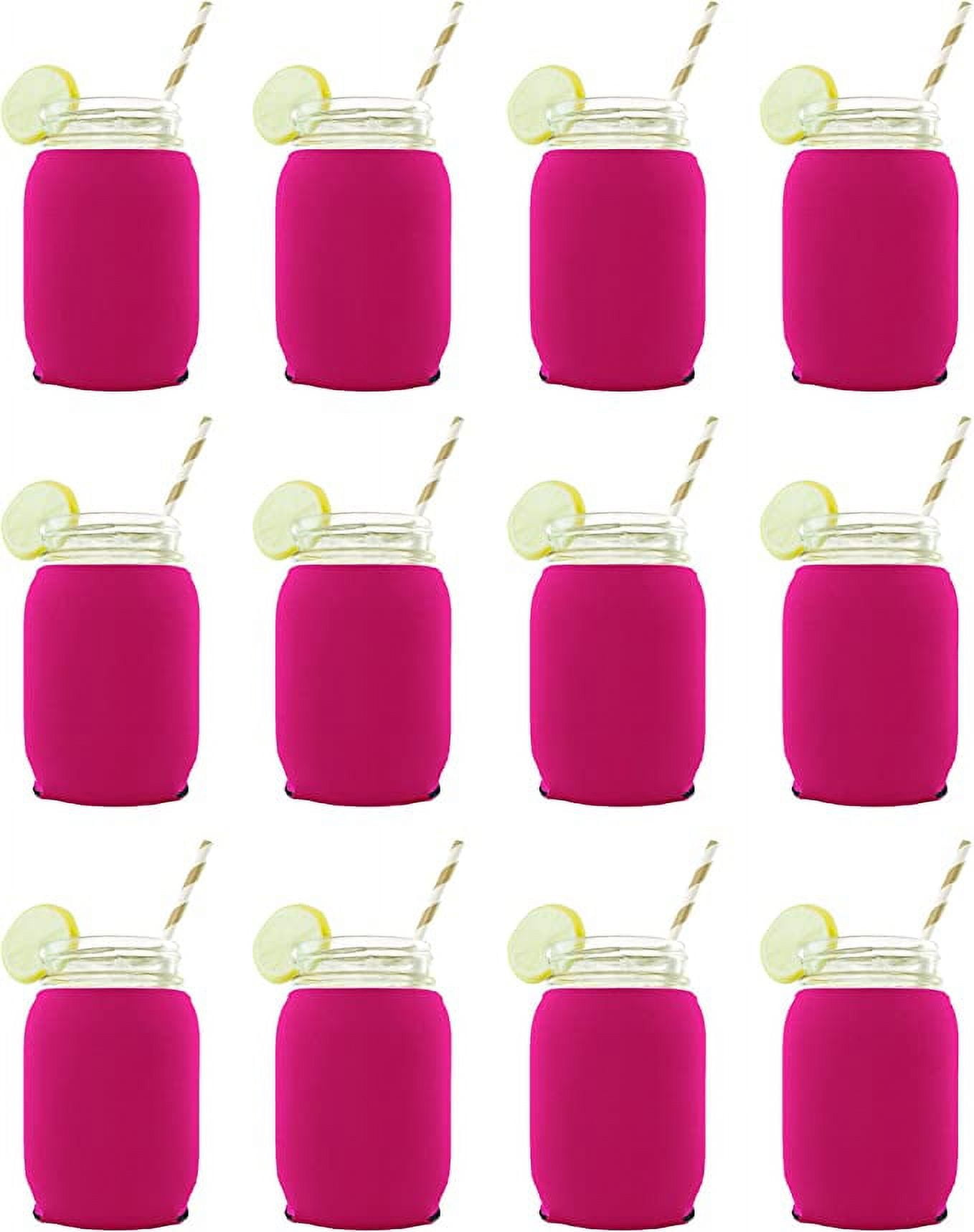 Blank Neoprene Mason Jar Coolie (Fits 16oz Jars) (12 Pack, Magenta ...