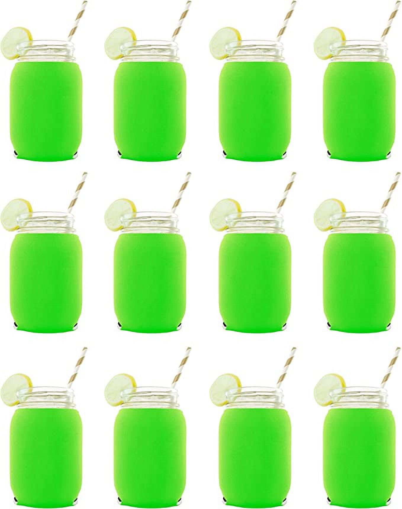 Blank Neoprene Mason Jar Coolie (Fits 16oz Jars) (12 Pack, Neon Green ...