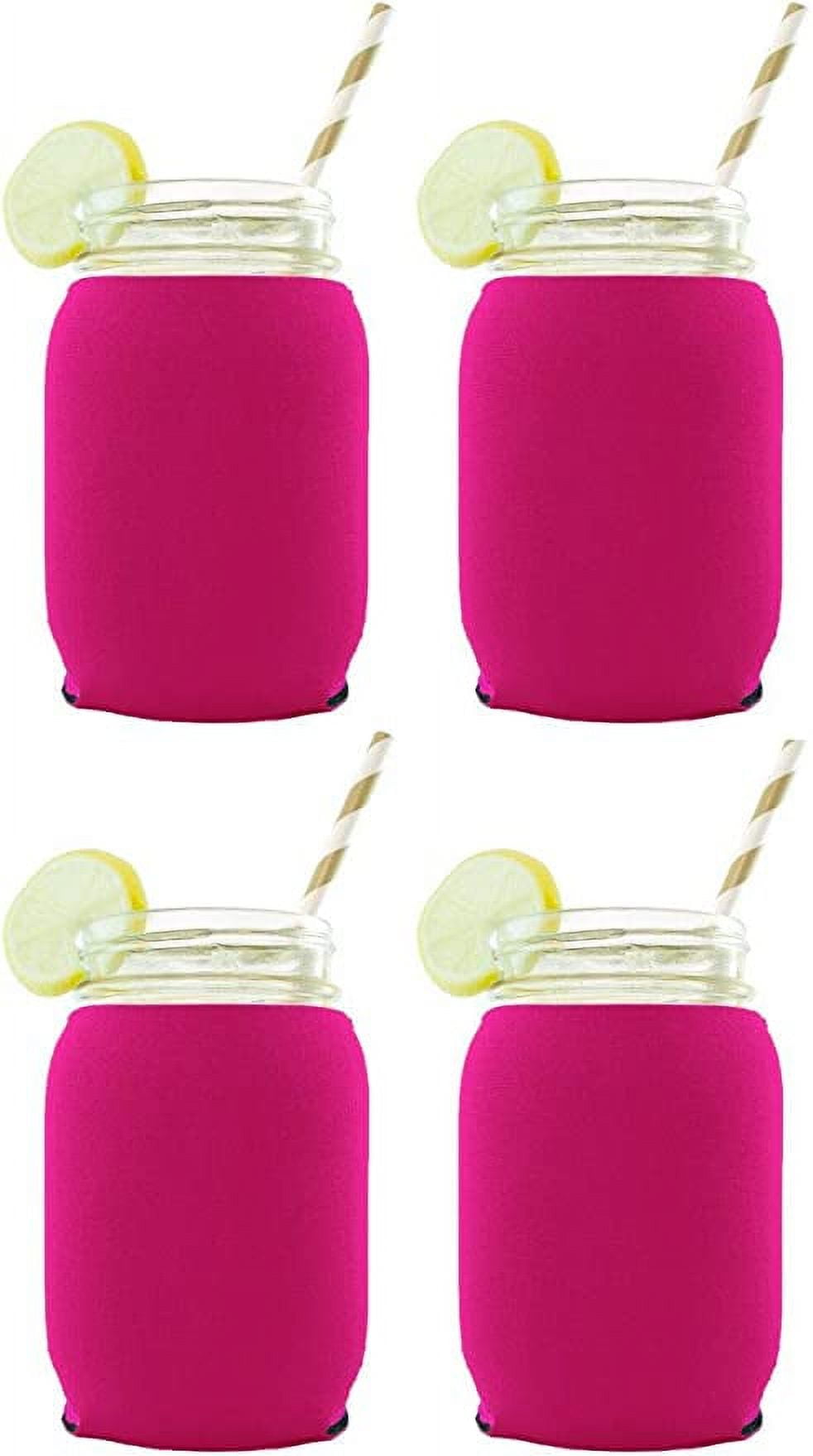 Blank Neoprene Mason Jar Coolie (Fits 16oz Jars) (Magenta, 4 Pack ...