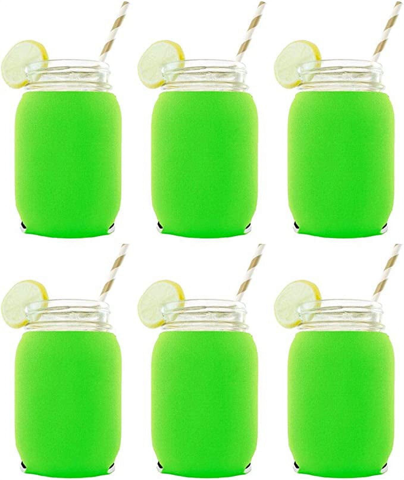 Blank Neoprene Mason Jar Coolie (Fits 16oz Jars) (Neon Green, 6 Pack ...