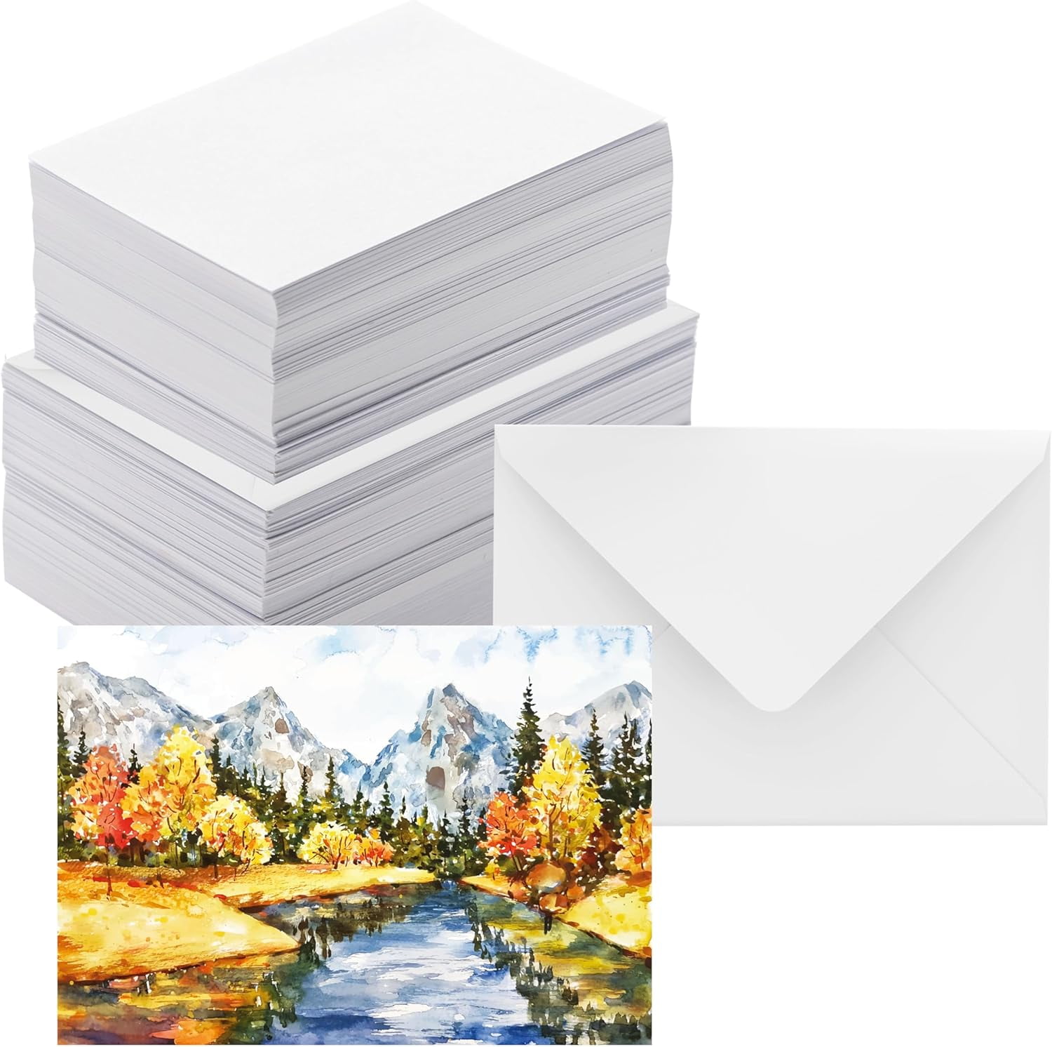 Blank Note Cards and Envelopes 5x7" NOT FOLDED, Heavyweight White ...