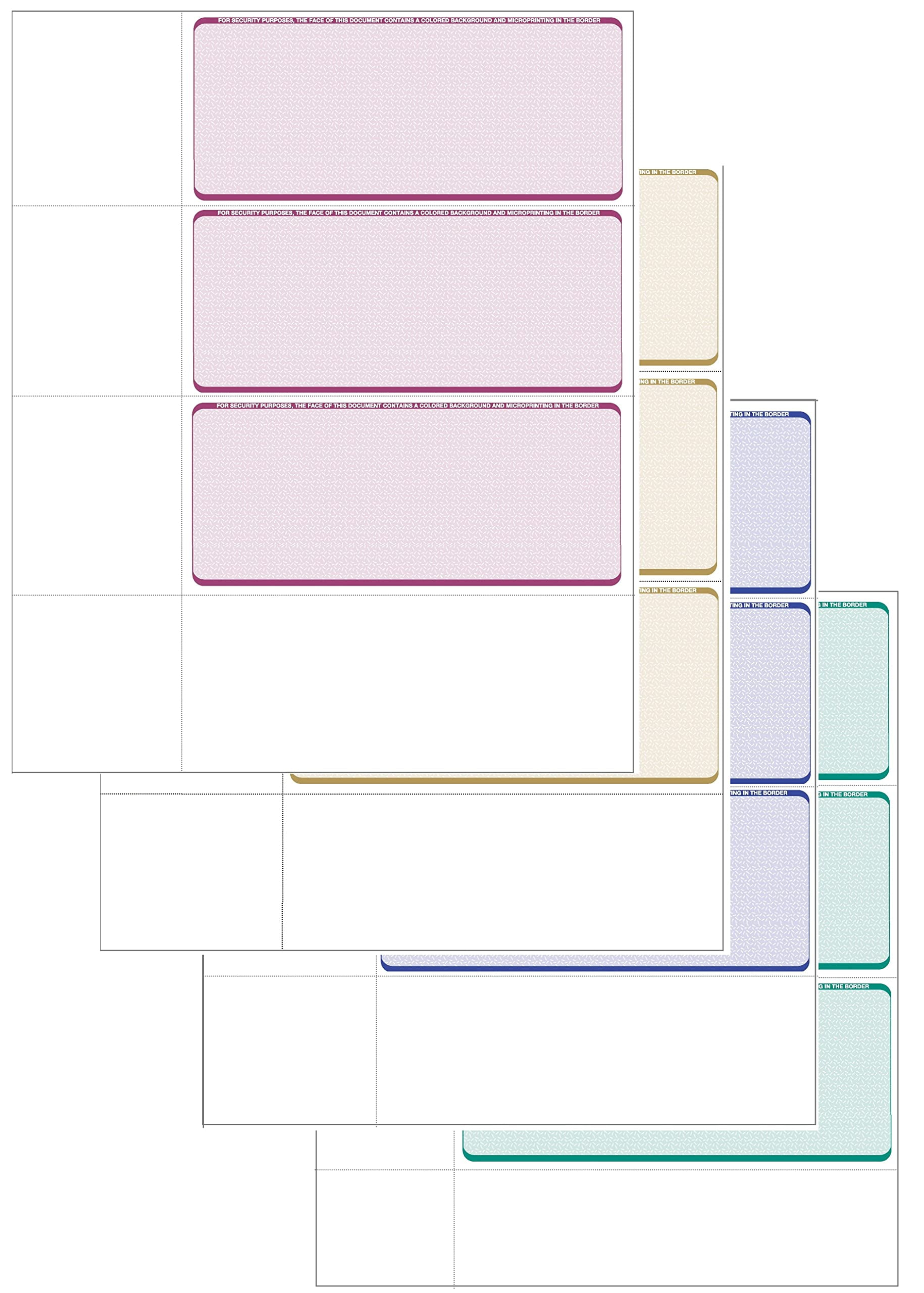 Blank Personal Wallet Checks 3 Per Page, Computer Check Paper for Versa ...