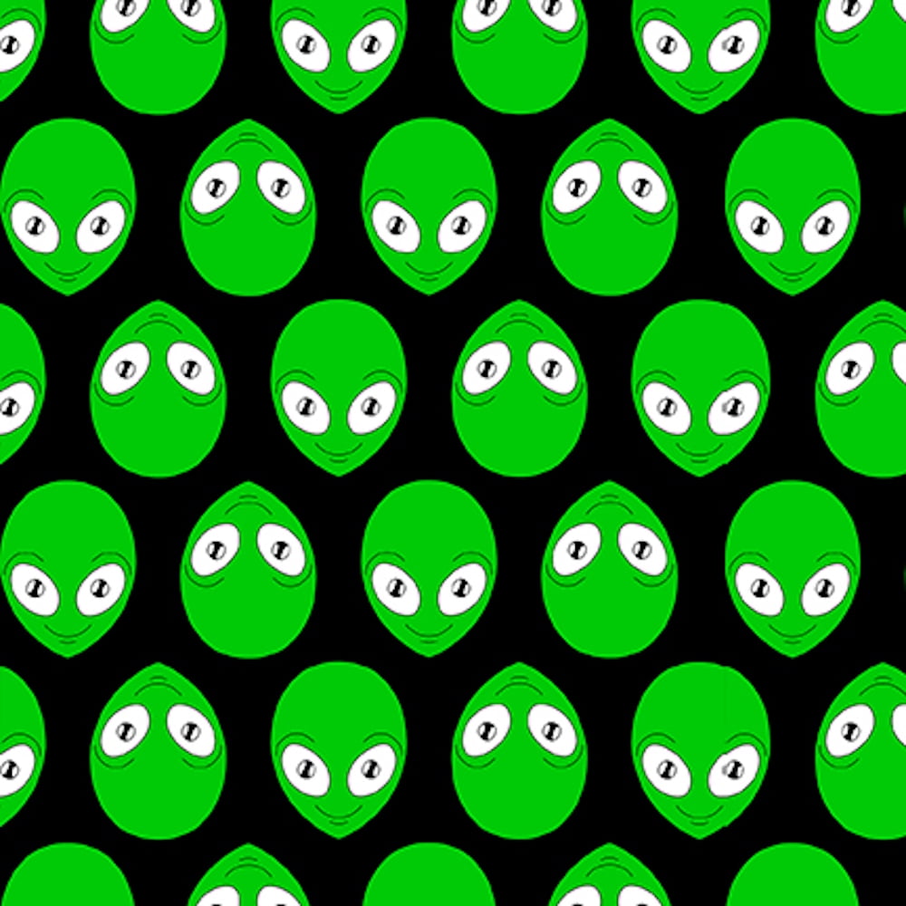 Blank Quilting Amazing Aliens Alien Heads Green Cotton Fabric By The ...