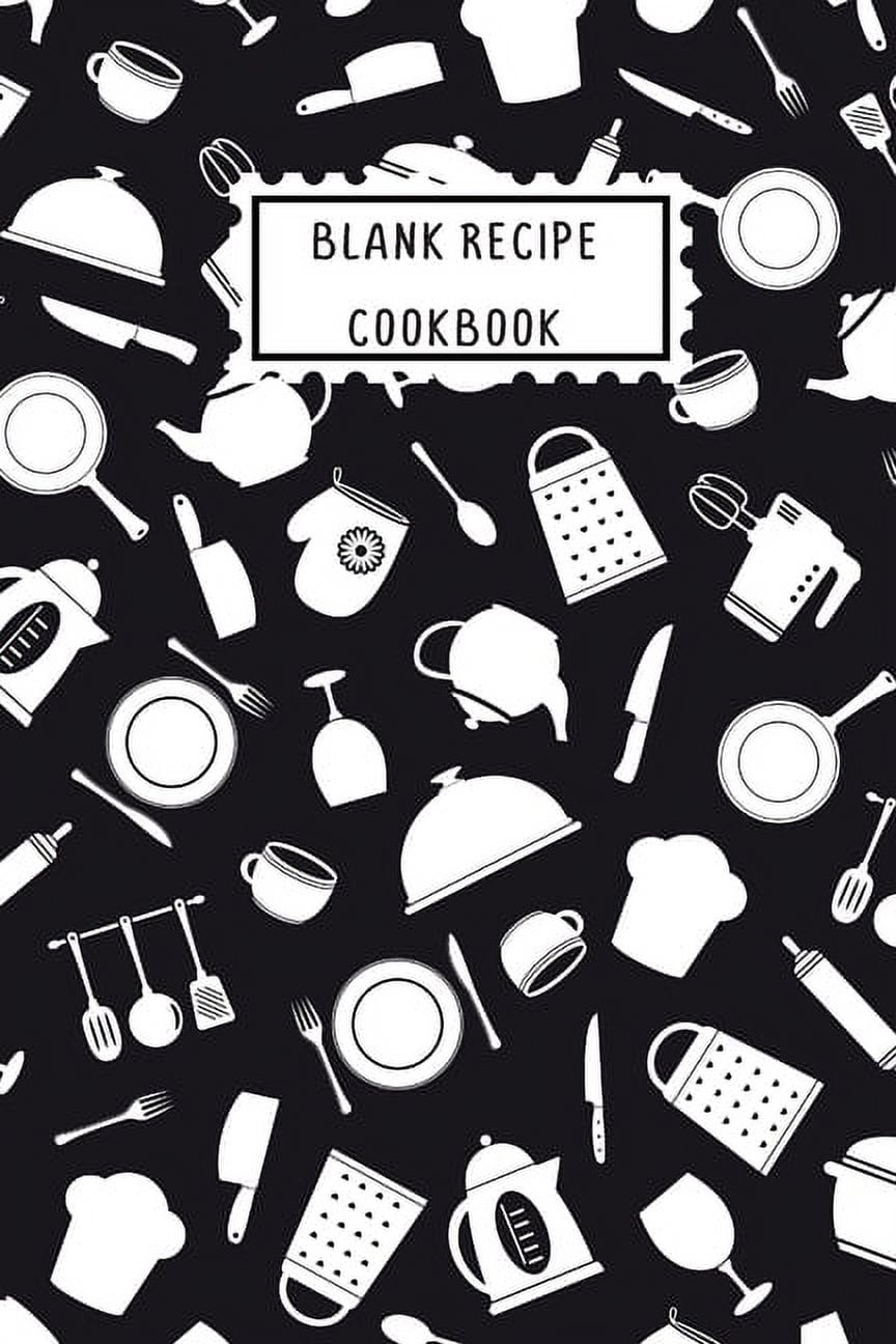Blank Recipe Cookbook : Cooking Pots And Pans Black Background Design ...