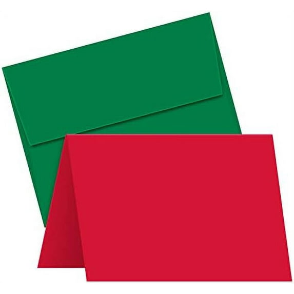 Blank Red A2 (4.25"x5.5") Cards (25 Sets) with Green Envelopes ...