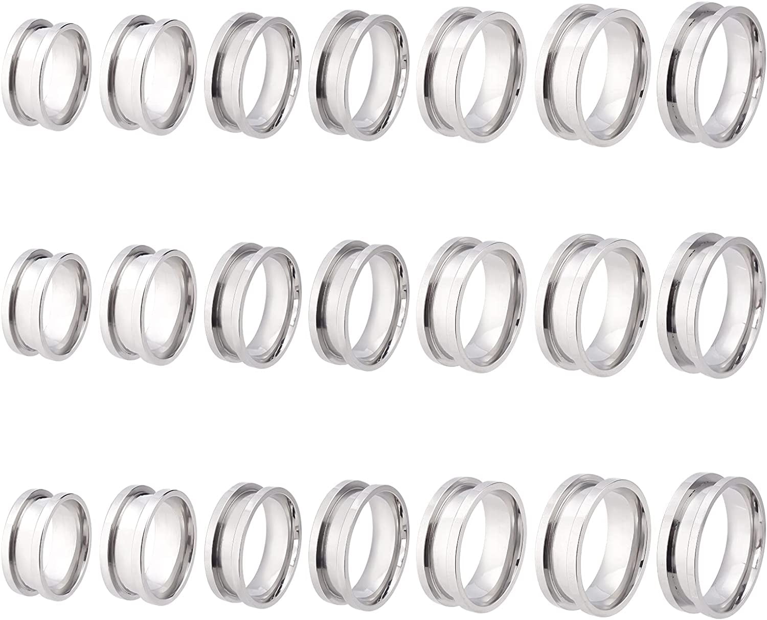 Blank Ring Stainless Steel Finger Ring Grooved Core Inlay Ring for ...