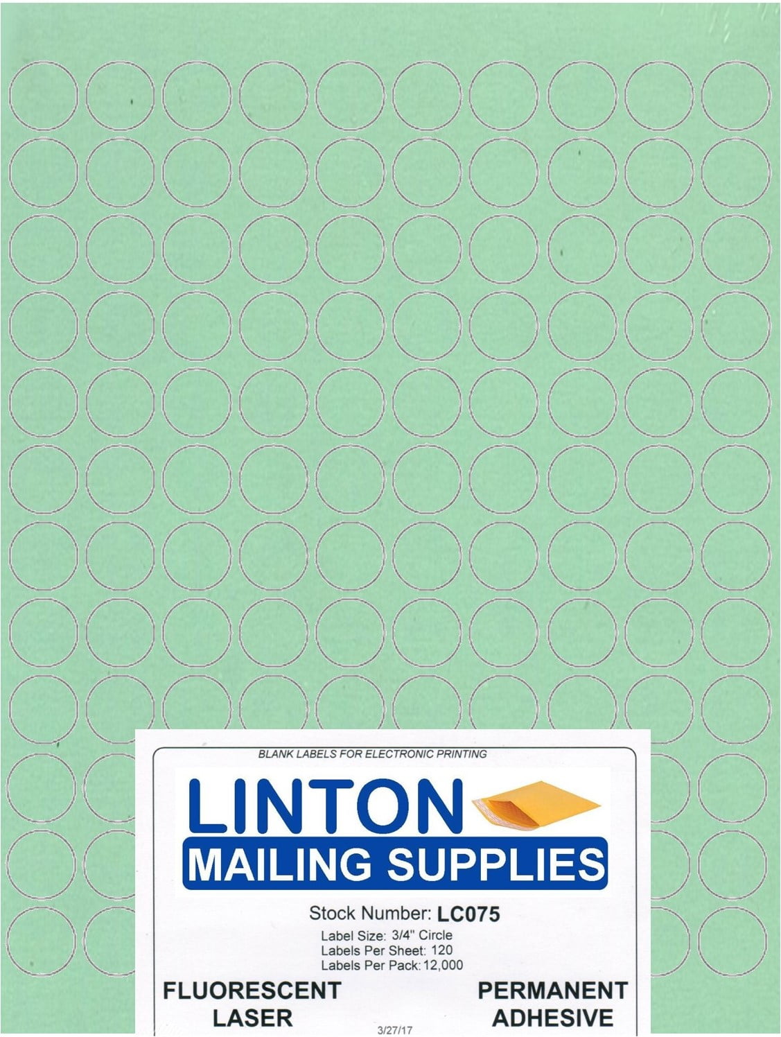 Blank Round Laser Labels, Green, 3/4, 12,000 Labels/Pack - Walmart ...