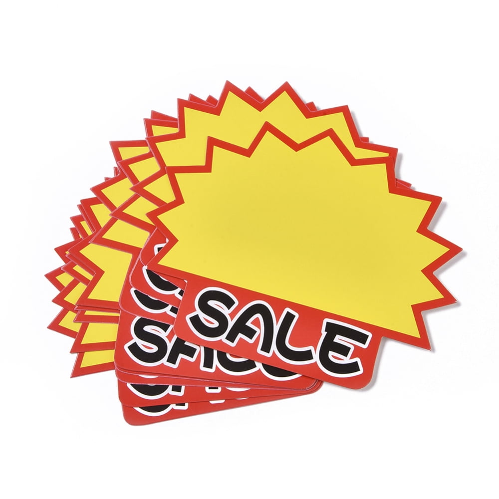 Blank Sales Price Label Tags Burst Paper Signs Display Tags Sale Signs ...