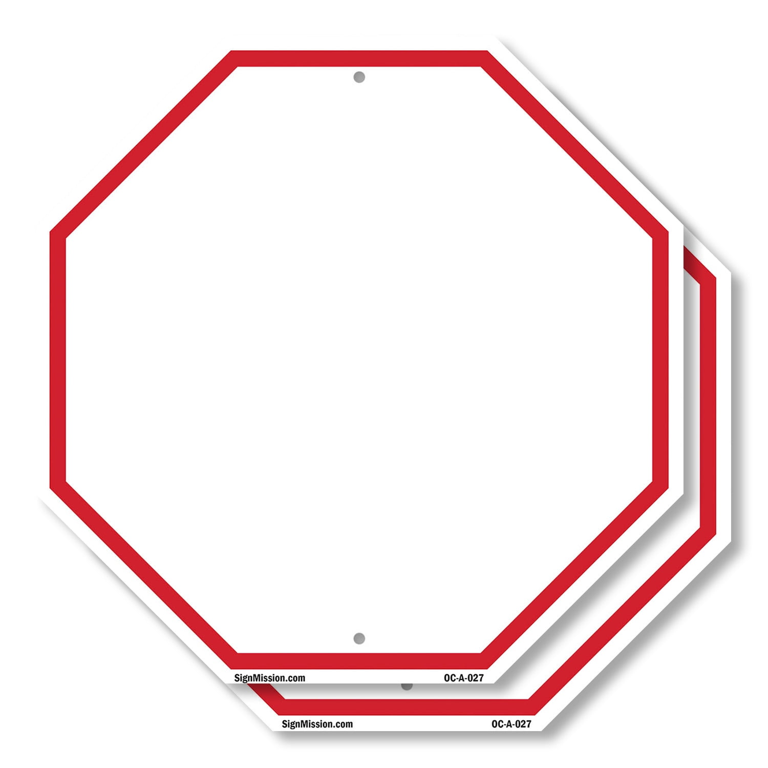 Blank Sign White Background (2 Pack) 10 inch X 10 inch Octagon Plastic ...