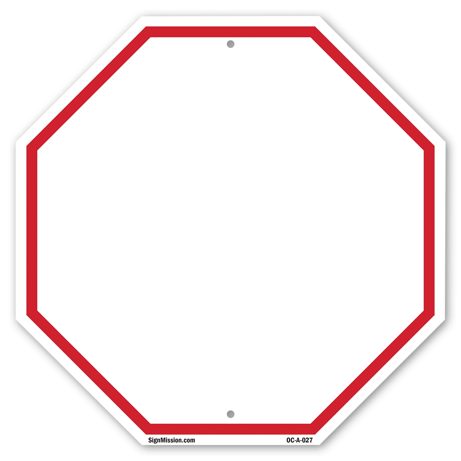 Blank Sign White Background 6 inch X 6 inch Octagon Plastic Sign ...