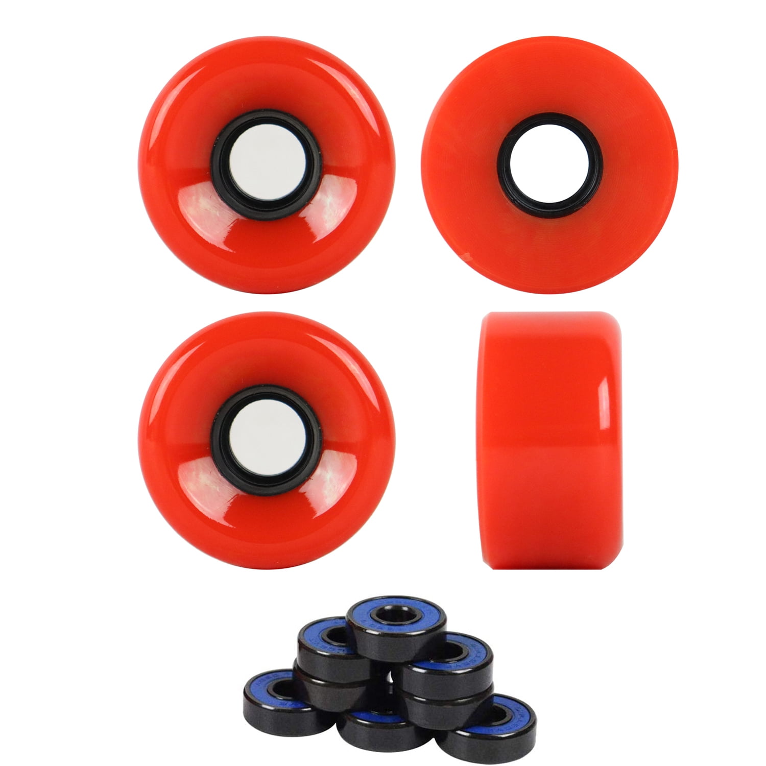 Blank Skateboard 82A USA Made Cruiser Wheels 61mm x 32mm Red + Abec 7 ...
