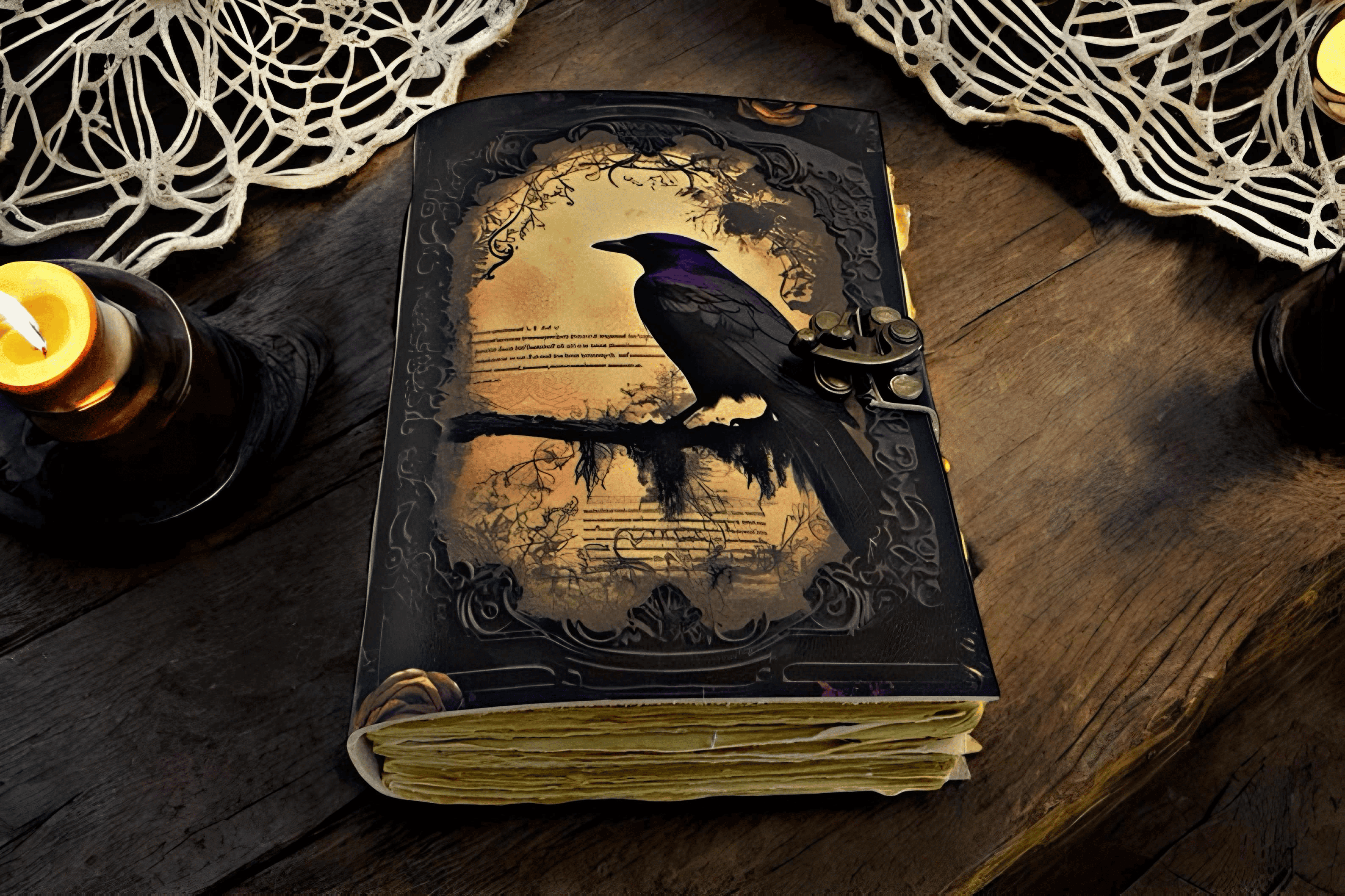 Blank Spell Book of Shadows with 200 Handmade Deckle Edge Paper Vintage ...
