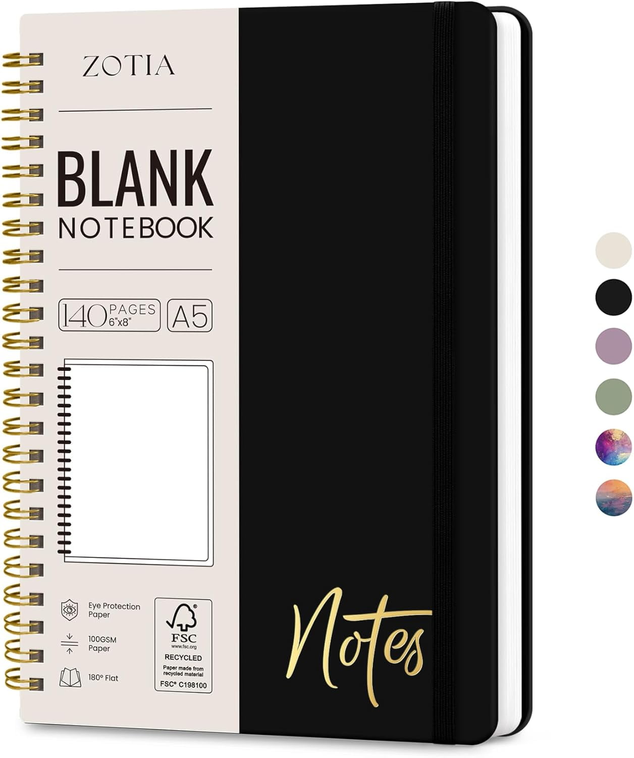 Blank Spiral Journal Notebook for Women, A5 Blank Notebook Journals for ...