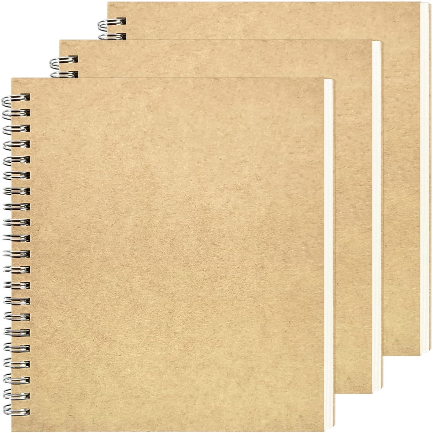 Blank Spiral Notebook, 3-Pack, Soft Cover, Sketch book, 100 Pages / 50 ...