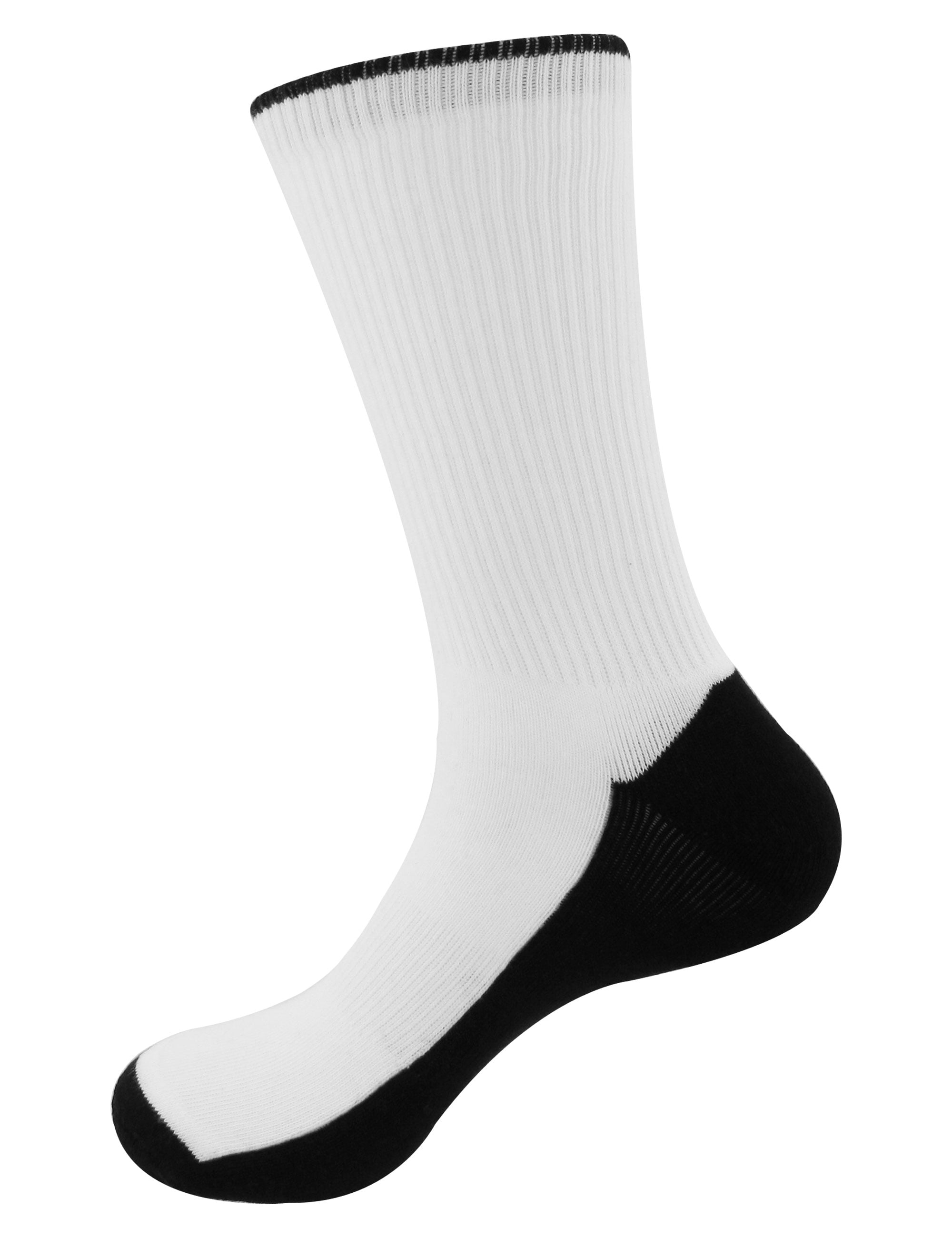 BambooMN Blank Sublimation Socks, White Black Sole, Polyester Crew ...