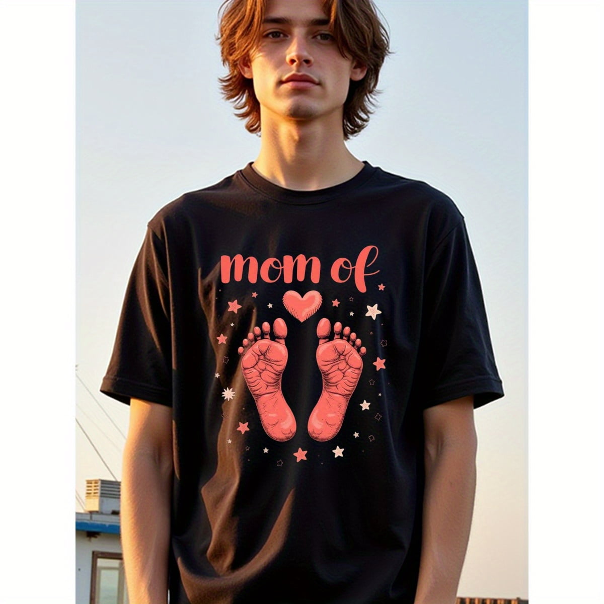 Blank T-Shirts, Plain Long Sleeve Shirt Men, Mom of Twins Baby Feet ...