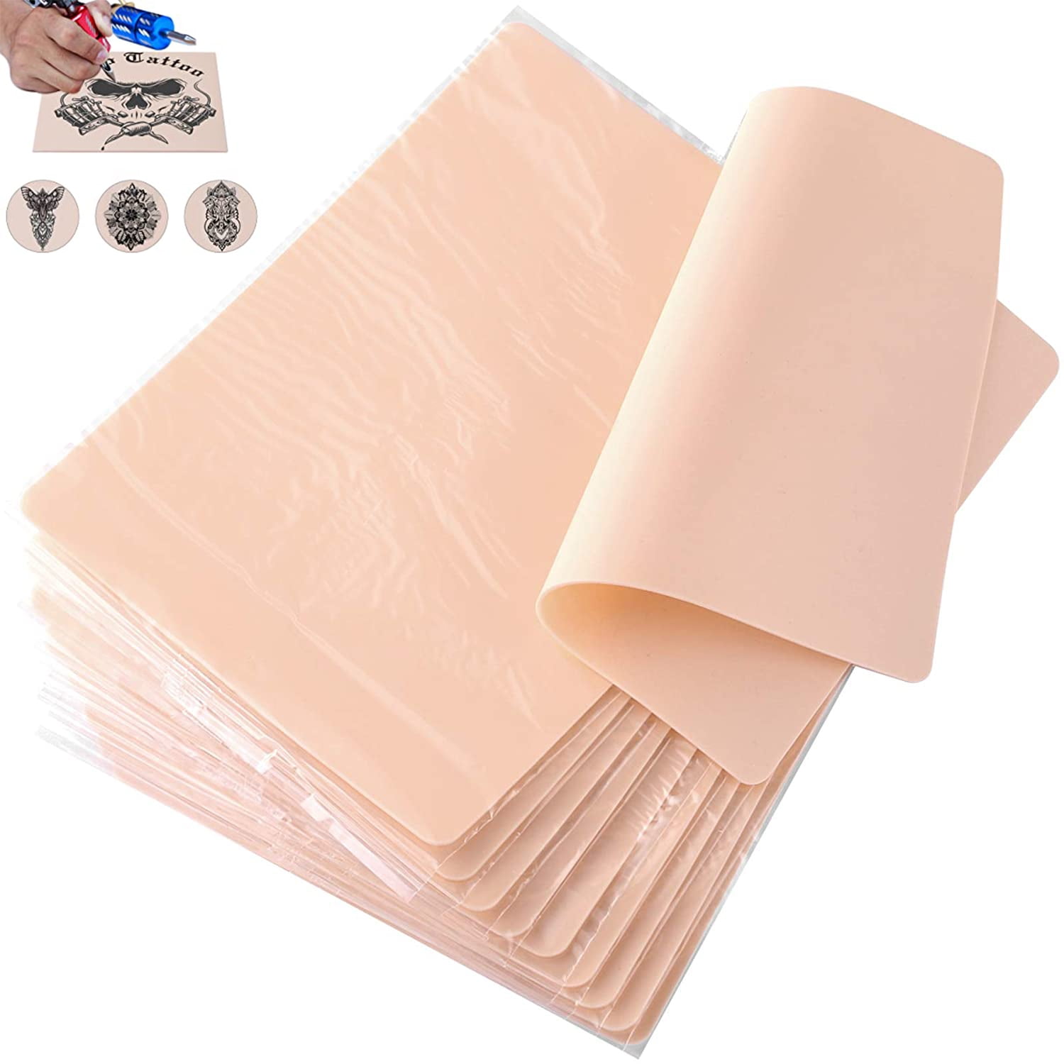 Mrslgxee 10pcs 8x6in Blank Tattoo Practice Skin, Synthetic Rubber ...