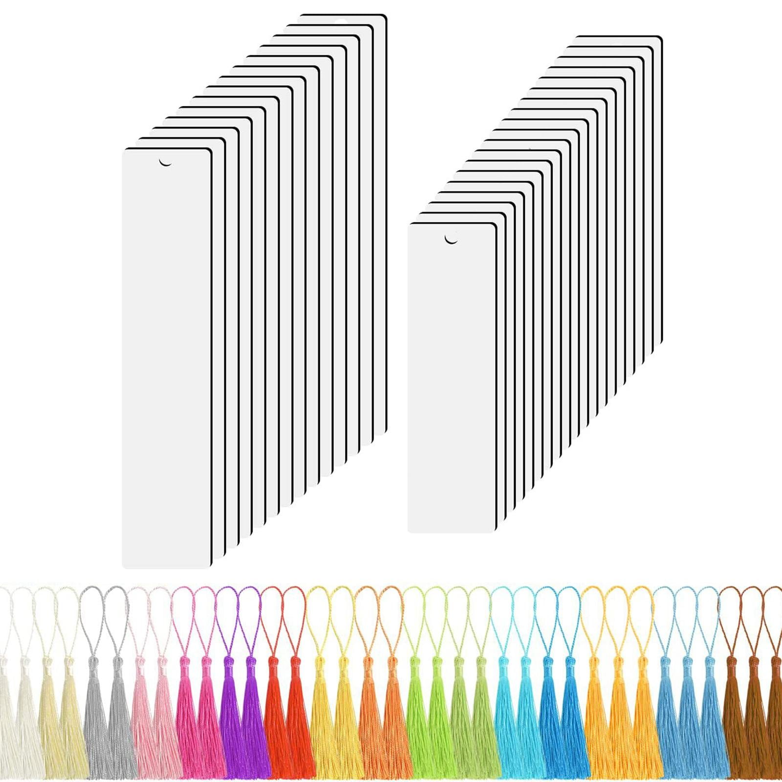 Blank White Bookmarks with Tassels Cardstock Bookmarks for DIY Art ...