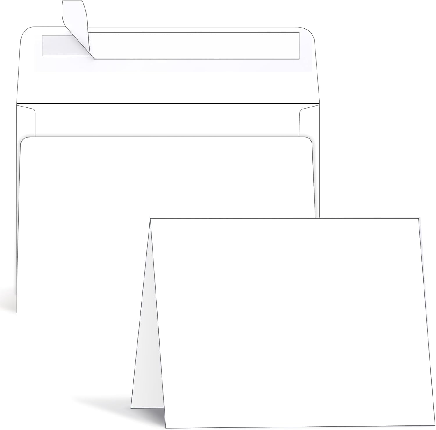 Blank White Cards and Envelopes 100 Pack - 4.25" x 5.5" Heavyweight ...