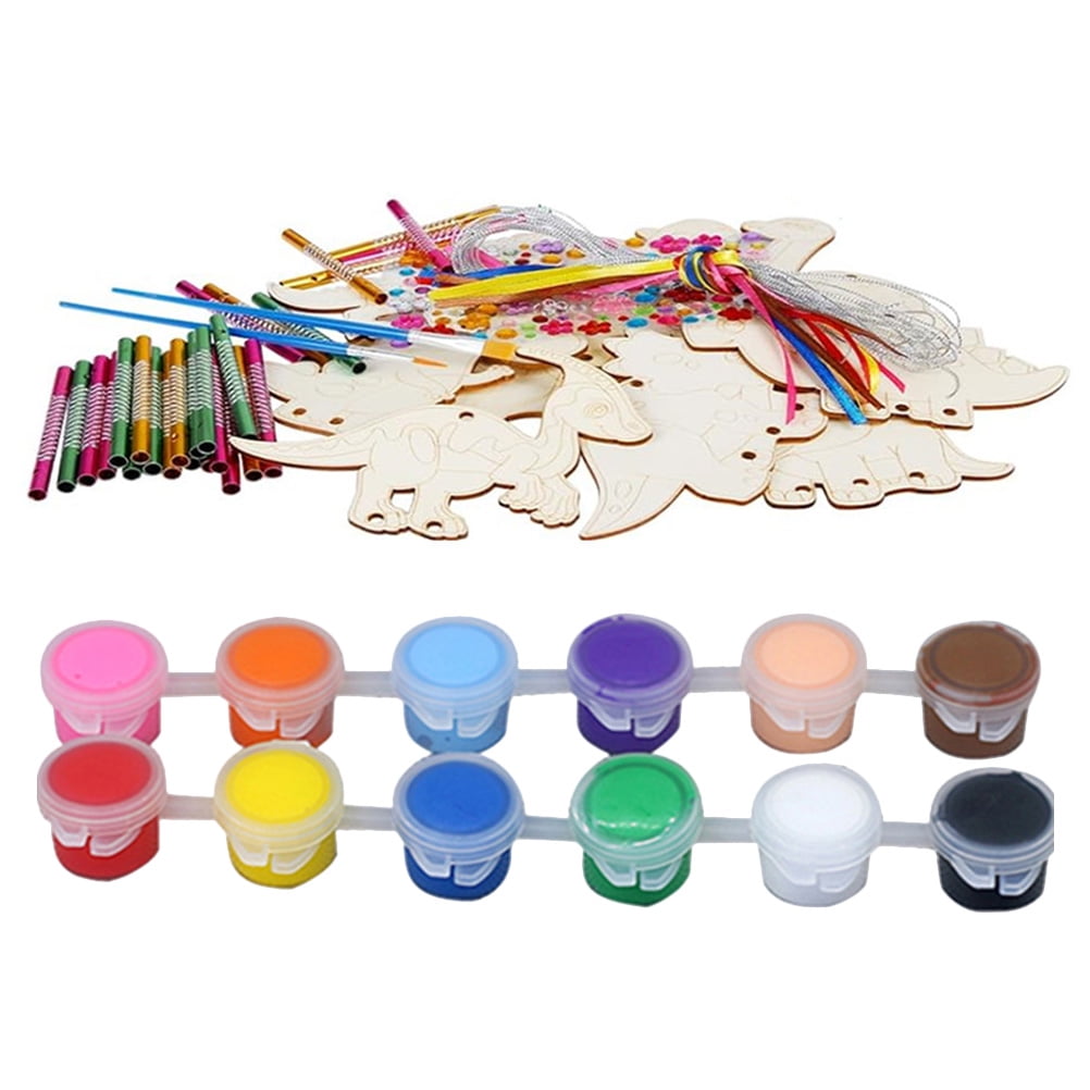 Blank Wind Chime Kids DIY Bell Children Craft Wooden Dinosaur Household ...