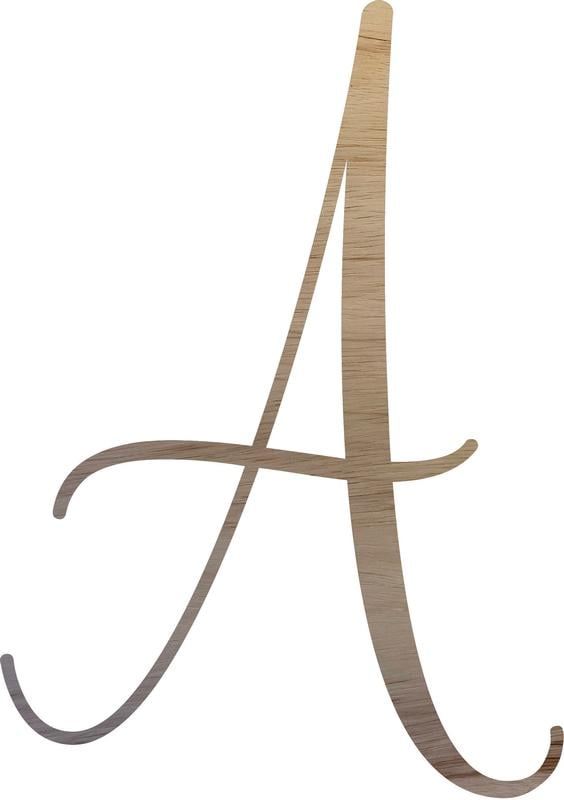Blank Wood Cursive Letter, Unpainted 8'' Craft Letter A, Paintable ...