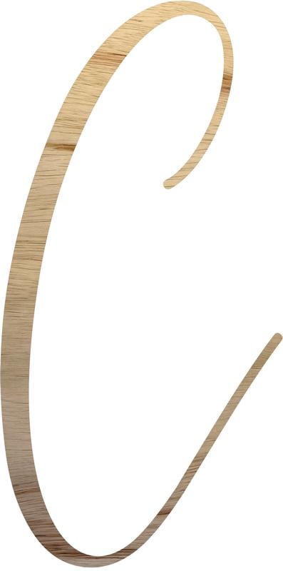 Blank Wood Cursive Letter, Unpainted 8'' Craft Letter C, Paintable ...