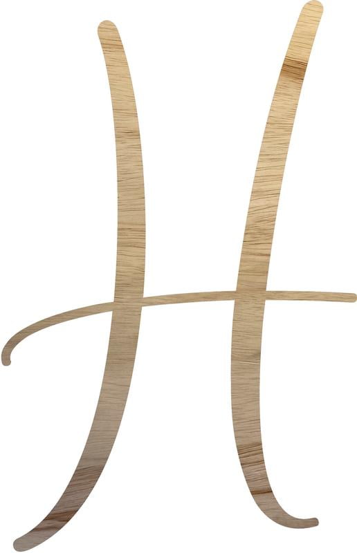 Blank Wood Cursive Letter, Unpainted 8'' Craft Letter H, Paintable ...